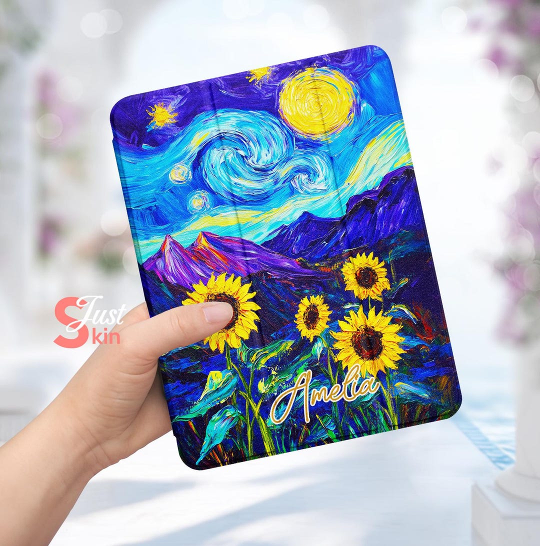 Custom iPad Case Floral Sunflowers and Starry Skies Aesthetic Unique ...