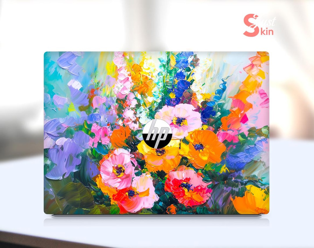 HP Elite Laptop Sticker Colorful Oil Painting Flowers Pattern Vinyl ...