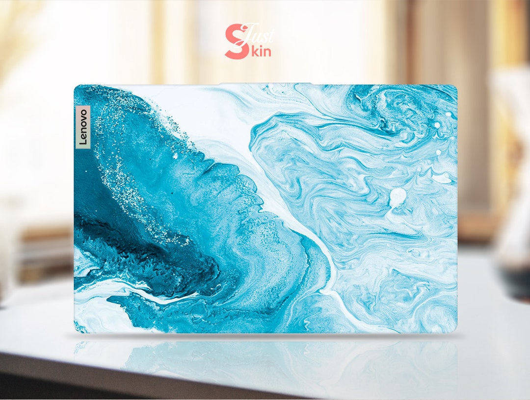 Lenovo Laptop Skin, Gaming Computer Personalized Blue Wave Ripple ...