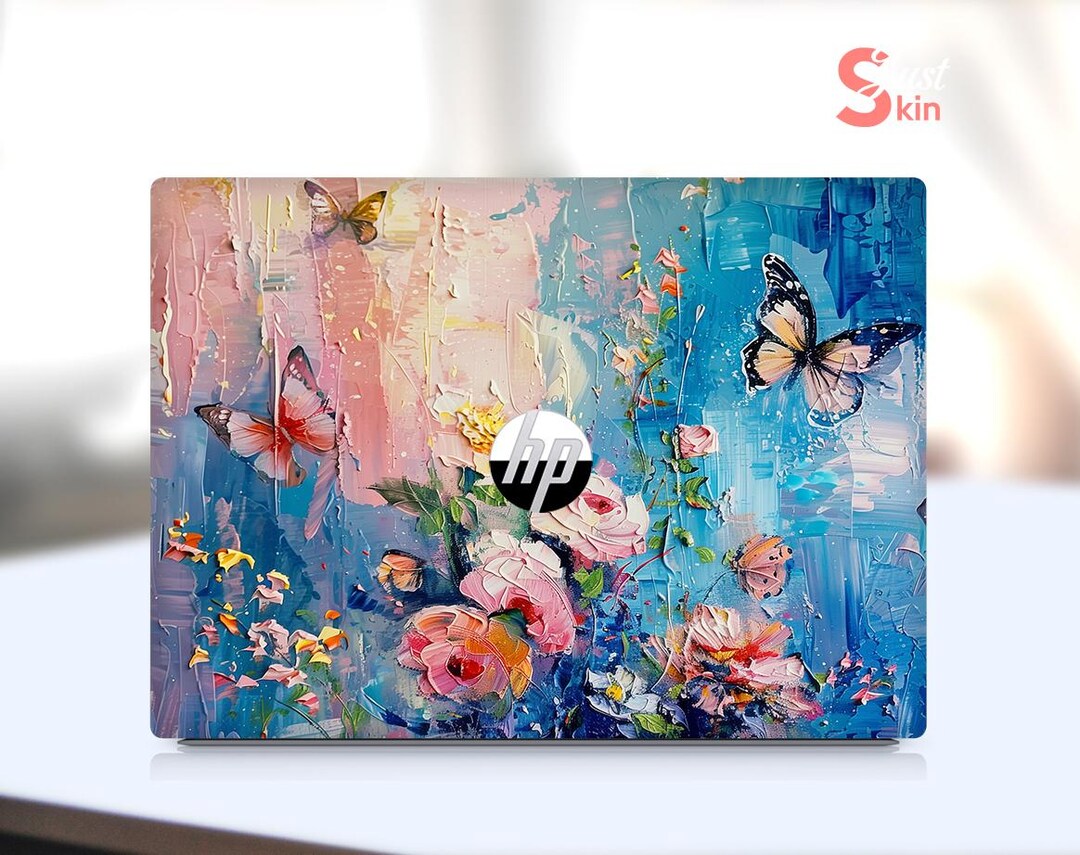HP Laptop Sticker Custom Oil Painting Butterfly Pattern Vinyl Decal for ...