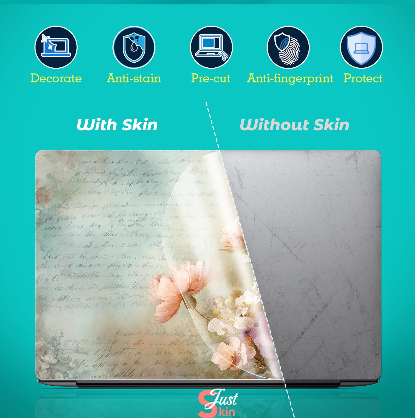 Hp Notebook 15.7 Inches Skins MacBook Stickers Floral Microsoft Surface ...