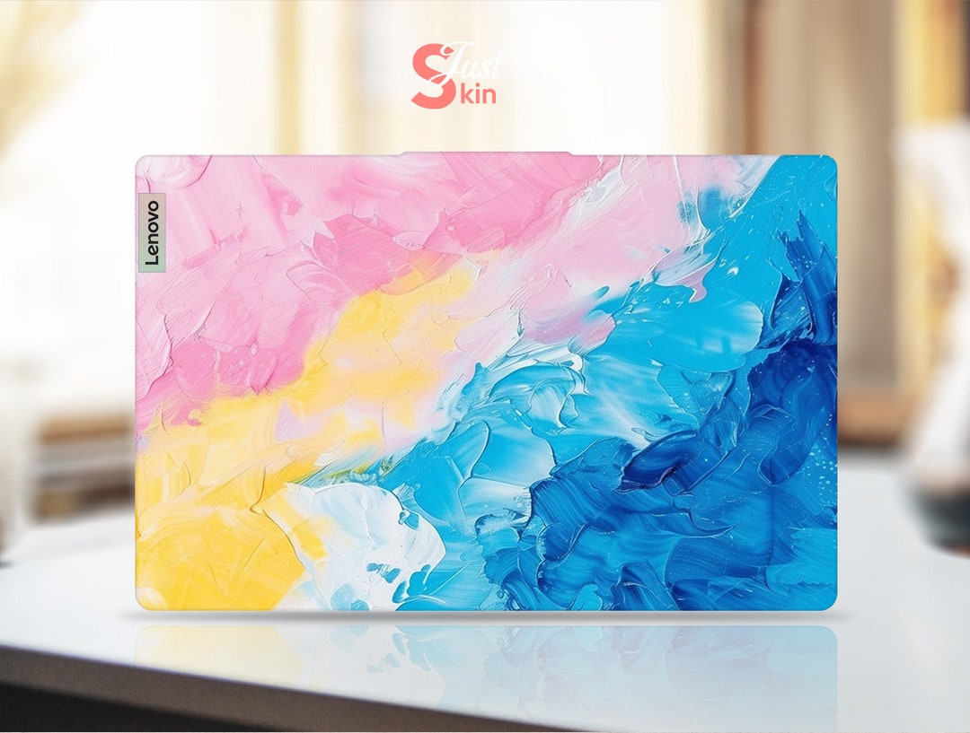 Lenovo Laptop Skin, Pink and Blue Oil Painting Vinyl Decal for Sister ...