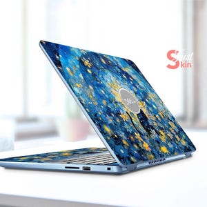 Dell Computer Sticker Custom Blue Flower and Cat Sticker Gift for ...