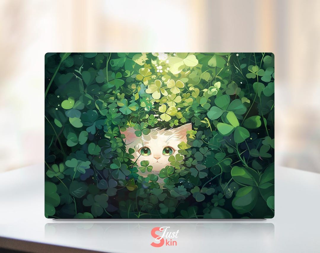 Dell Computer Sticker Custom Grass White Cat Oil Painting Sticker Gift ...