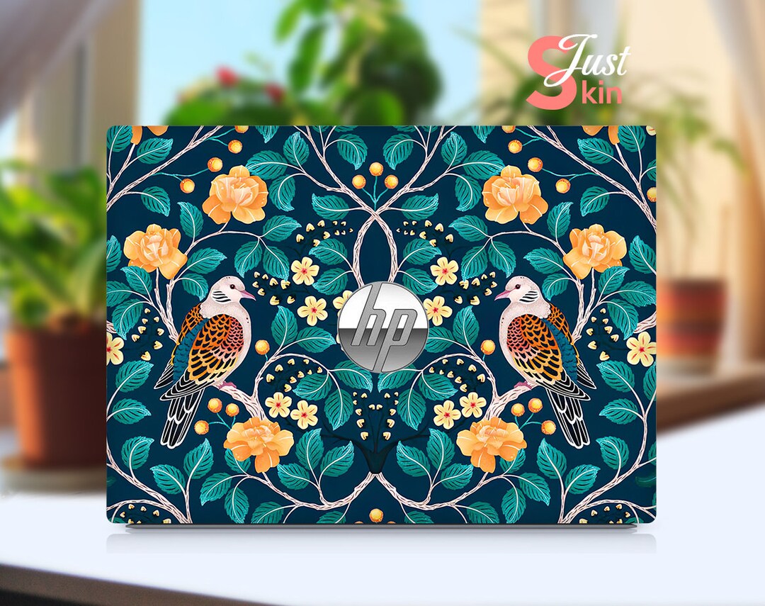 Hp Laptop Skin, Personalizedsticker Green Natural Wild Flowers Bird ...