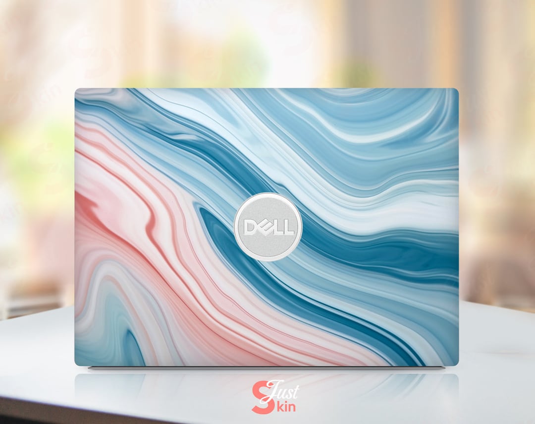 Dell Laptop Skin, Palm Rest Protection Unique Gift Pink Blue Marble ...