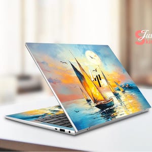 Hp Laptop Personalized Sticker Unique Design Gift Oil Painting Dusk ...