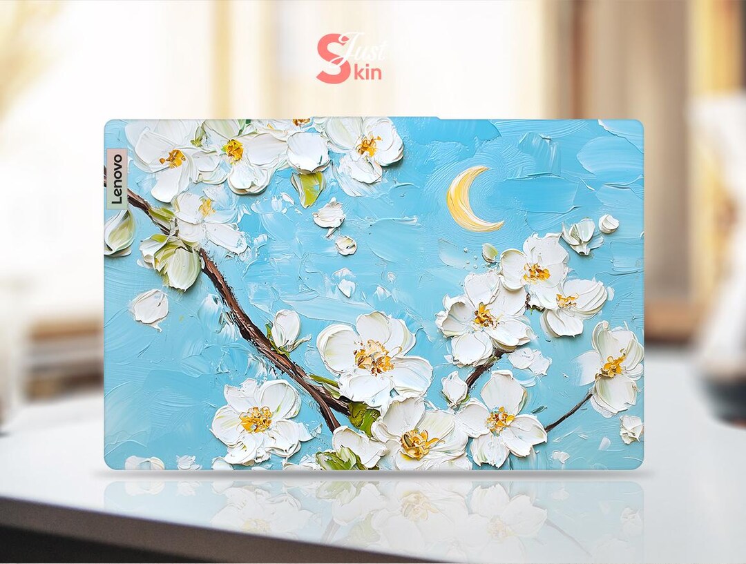 Laptop Protective Film Lenovo Oil Painting White Flower Pattern ...
