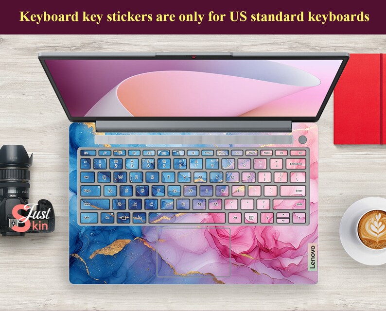 Lenovo Laptop Sticker, Personalized Custom Pink Blue Aesthetic Design ...