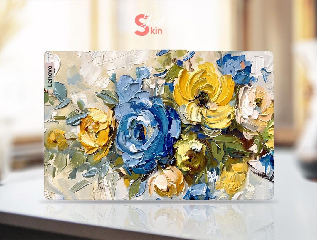 Lenovo Computer Skin Oil Painting Floral Pattern Unique Custom Gift ...