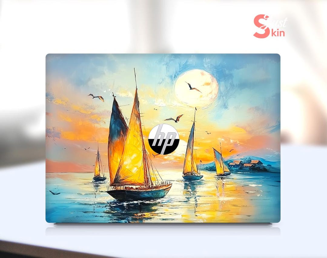 Hp Laptop Personalized Sticker Unique Design Gift Oil Painting Dusk ...