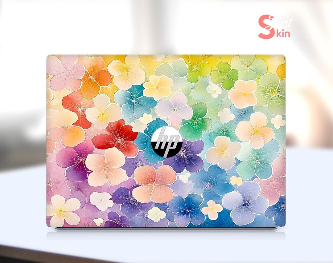 HP Laptop Sticker Colorful Small Flowers Pattern Vinyl Decal for ...