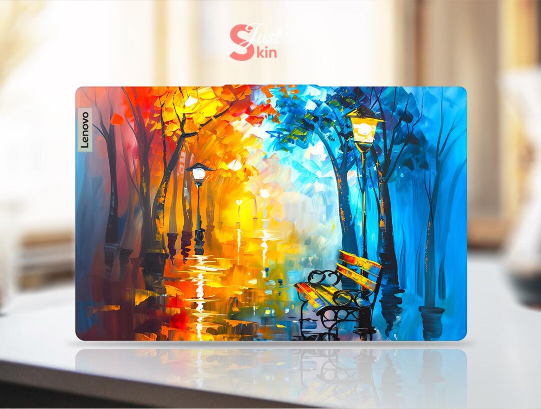 Lenovo Computer Skin Colorful Oil Painting Park Pattern Unique Custom ...