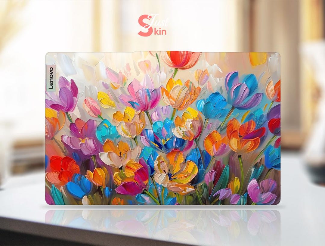 Lenovo Laptop Skin Colorful Oil Painting Flowers Personalized Gift ...