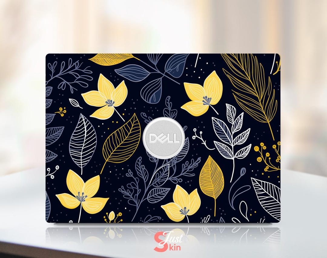 Laptop Sticker Gift Unique Flower Leaves Design Floral Full Cover Vinyl ...