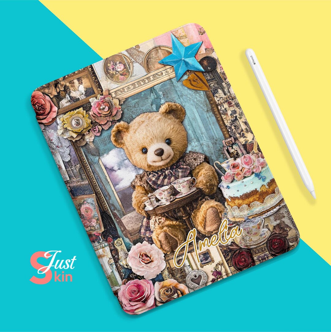 Aesthetic Cute Teddy Bear iPad Case Protector iPad Cover Unique Gift ...