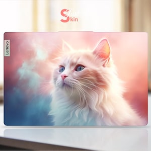 Lenovo Thinkpad Laptop Pink Background White Cat Pattern Custom Gift ...
