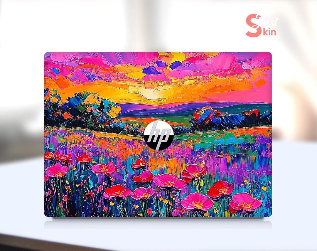 HP 14-fa Laptop Sticker Custom Purple Floral Pattern Vinyl Decal for ...