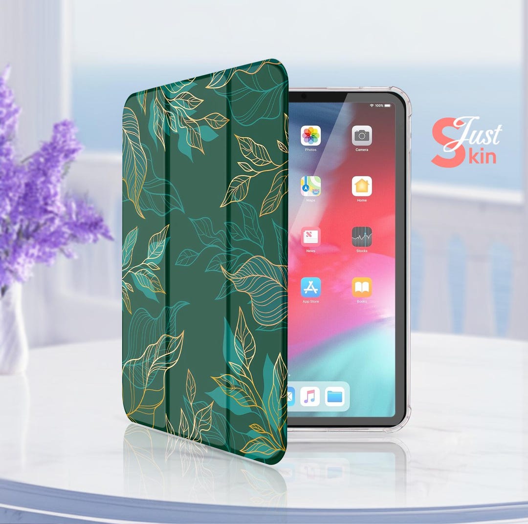 Dark Green iPad Case Protector Folio iPad Cover Branches Design ...