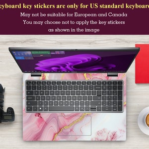 Fits Dell Full Set of Laptop Stickers Supports Custom Cute Pink Marbled ...