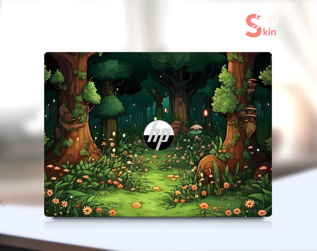Hp Laptop Skin, Green Forest Art Design Personalized Gift Handmade ...