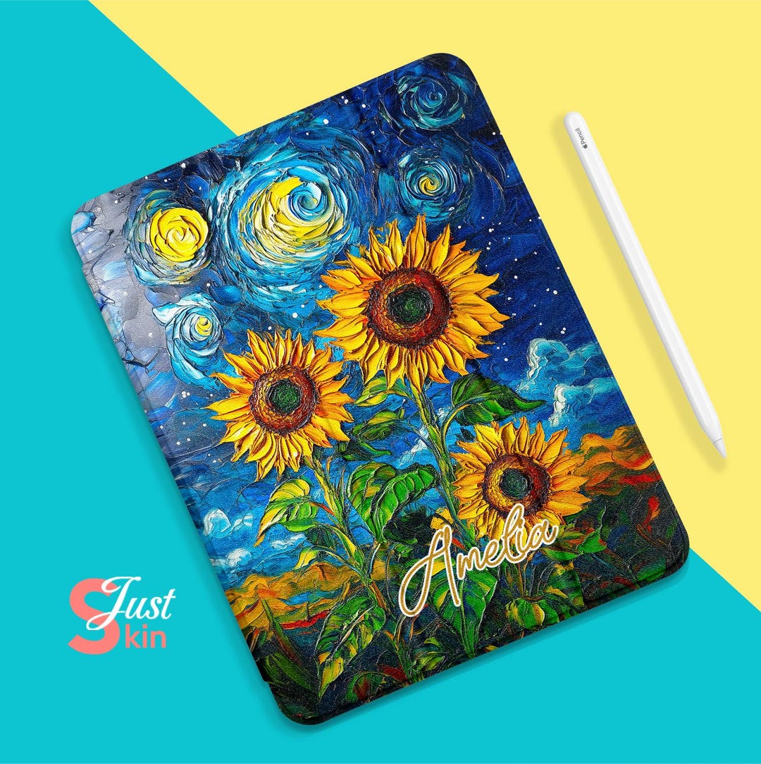 IPad Case Dark Floral Sunflower Design Under Starry Sky for Ipad102022 ...