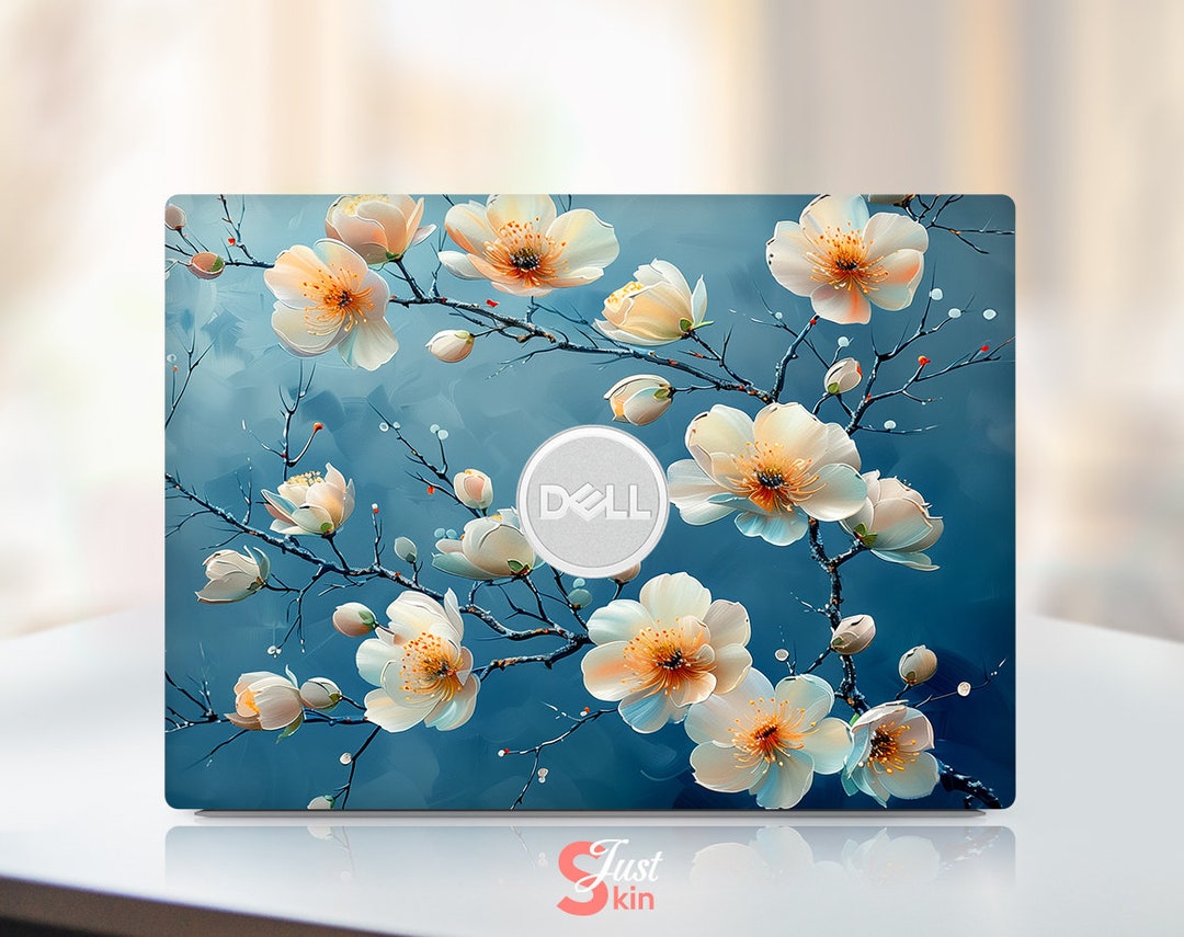 Dell Computer Stickers, Custom White Flower Sticker Gift for Mom, Full ...