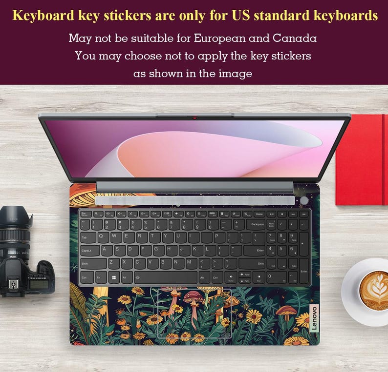 Lenovo Laptop Sticker Mushroom Design Custom Gift Vinyl Decal for ...