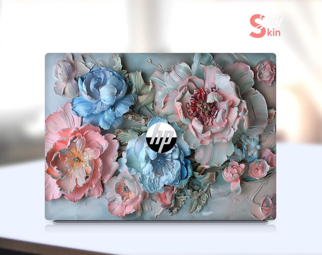 HP Laptop Decal Personalized Colorful Oil Painting Flower Pattern Vinyl ...