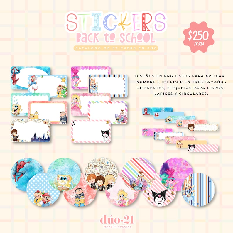 Stickers Escolares listas para imprimir - Etsy México