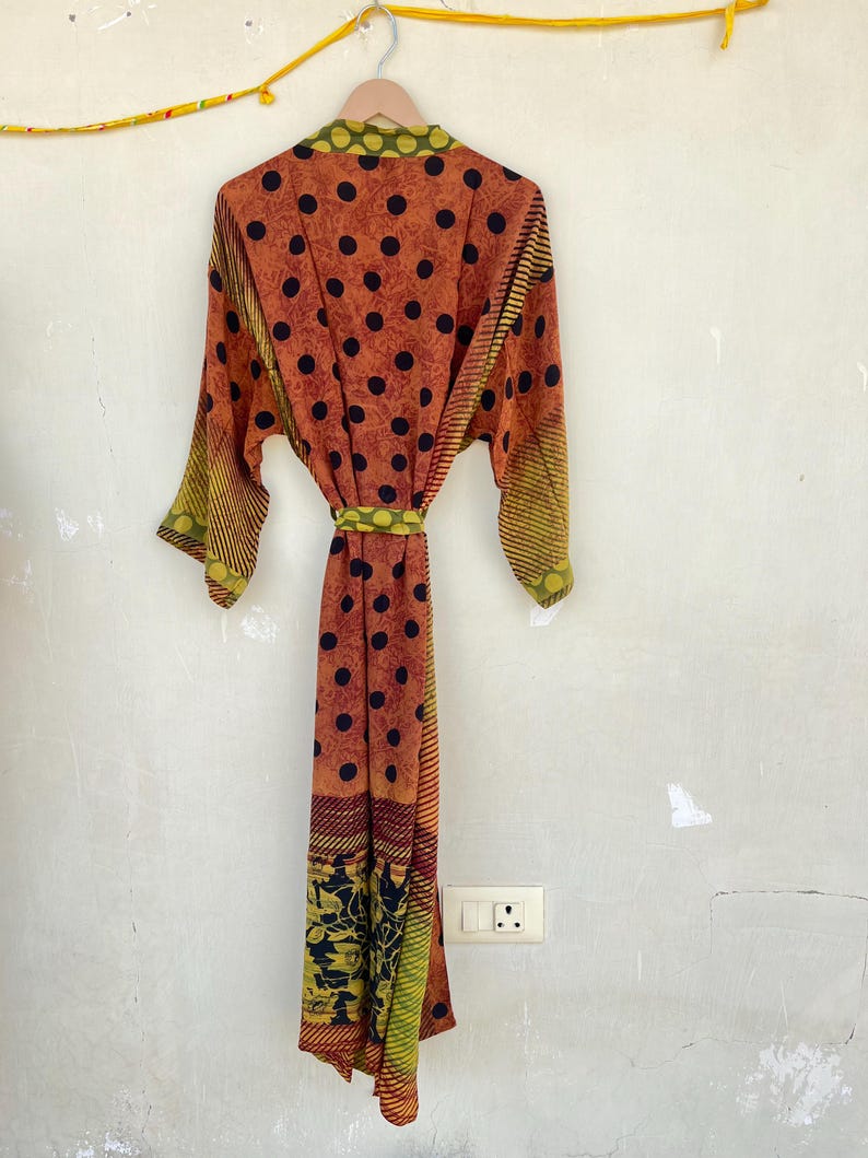 Beautiful Crape Silk Kimono Robe Party Wear Silk Sari Kimono Dress ...