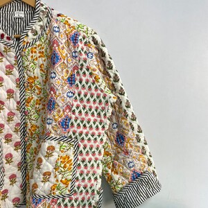 Patchwork Collar Jacket Cotton Burfi Quilted Boho Coat Unisex New Style ...