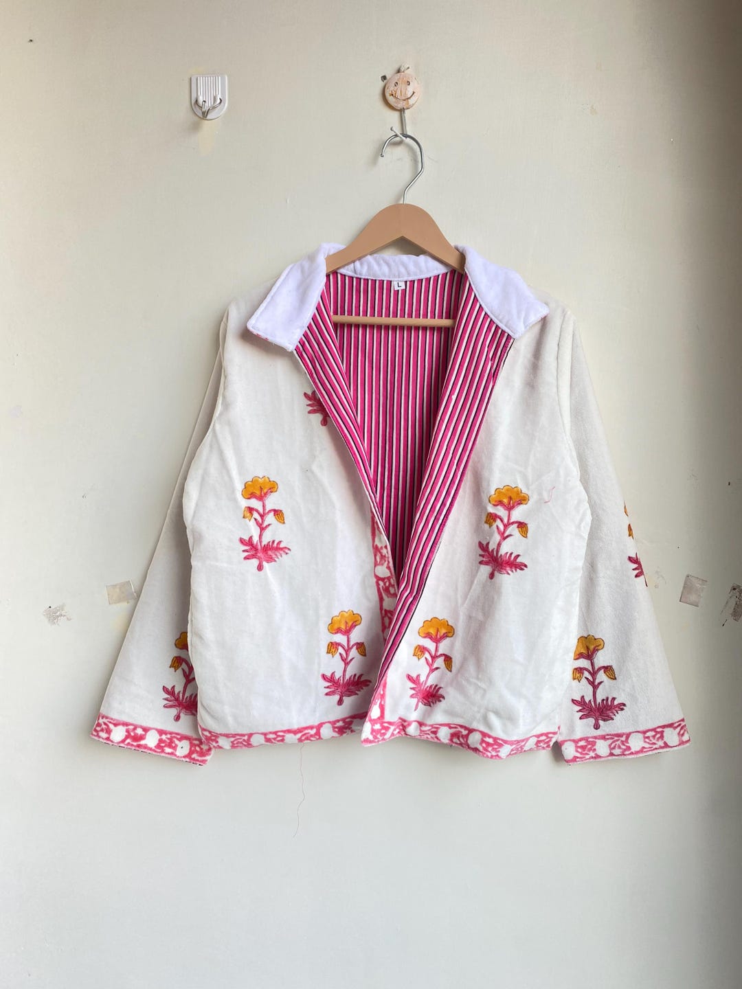 Velvet Block Print Jacket, Luxury Velvet Boho Short Coat, Women's ...