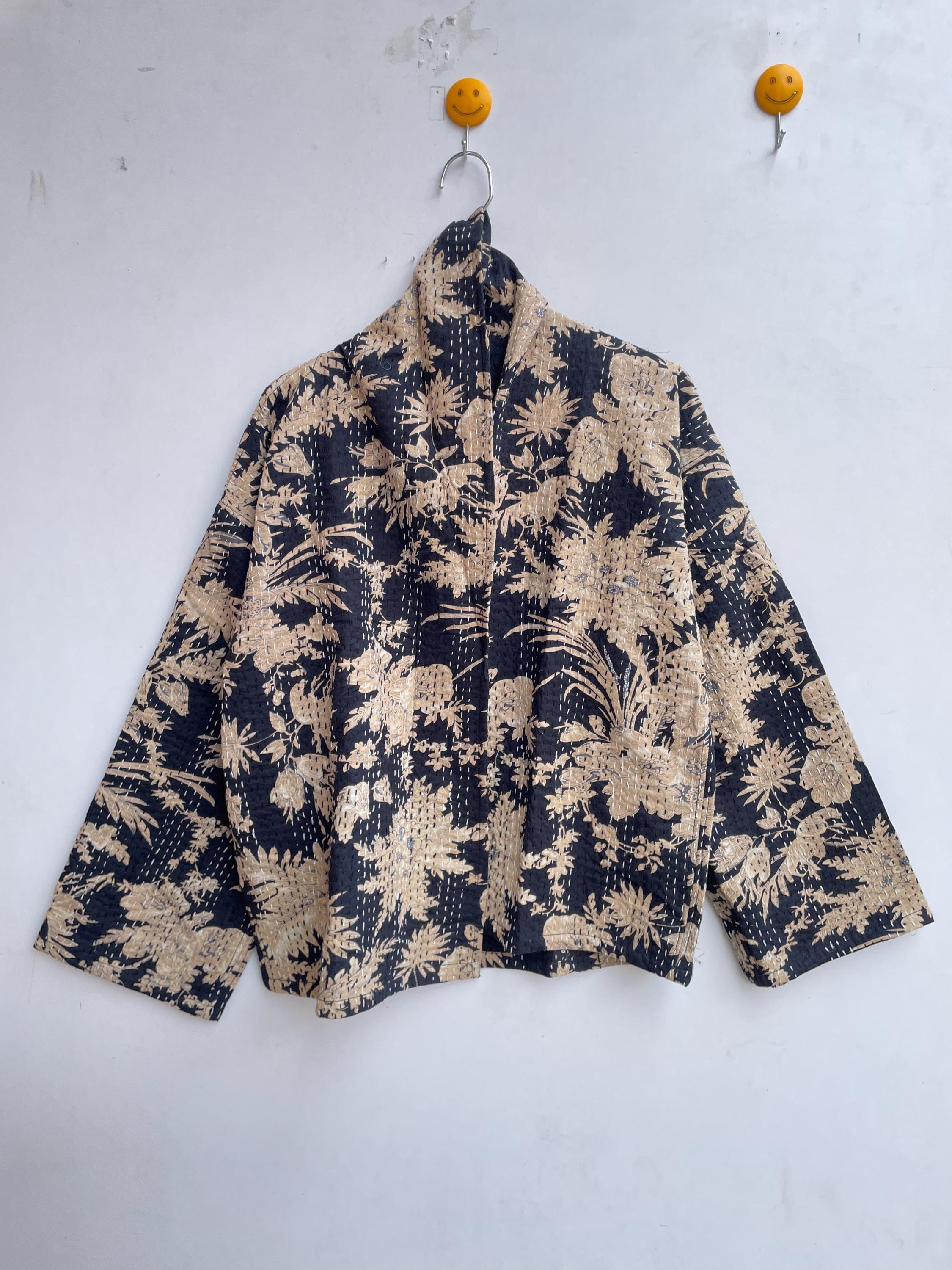 Kantha Reversible Short Jacket, Indian Handmade Quilted Jacket, Women's ...