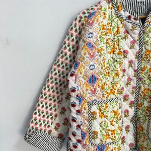 Patchwork Collar Jacket Cotton Burfi Quilted Boho Coat Unisex New Style ...