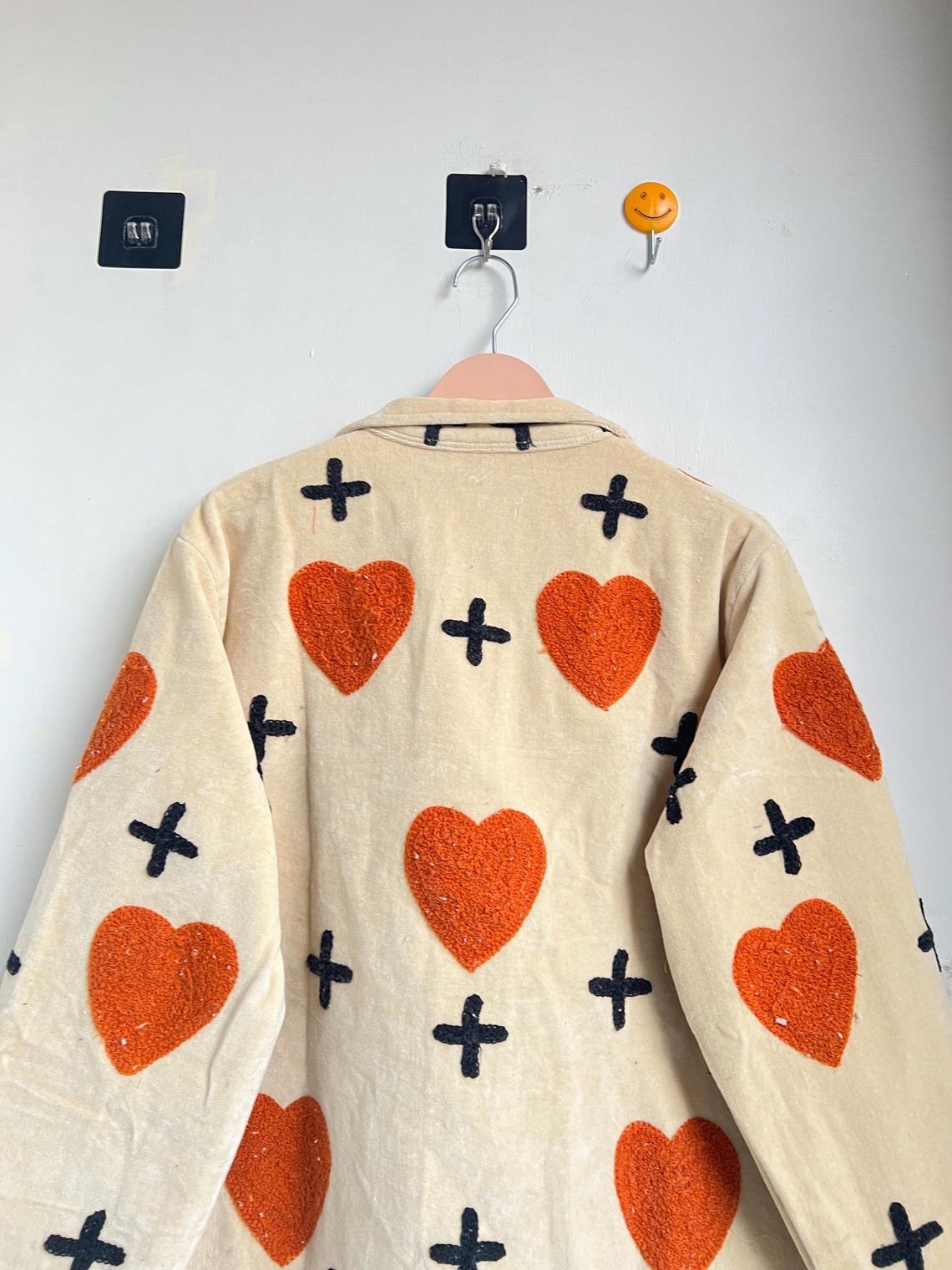 Handmade Velvet Heart & Cross Embroidery Velvet Jacket, Boho Style ...