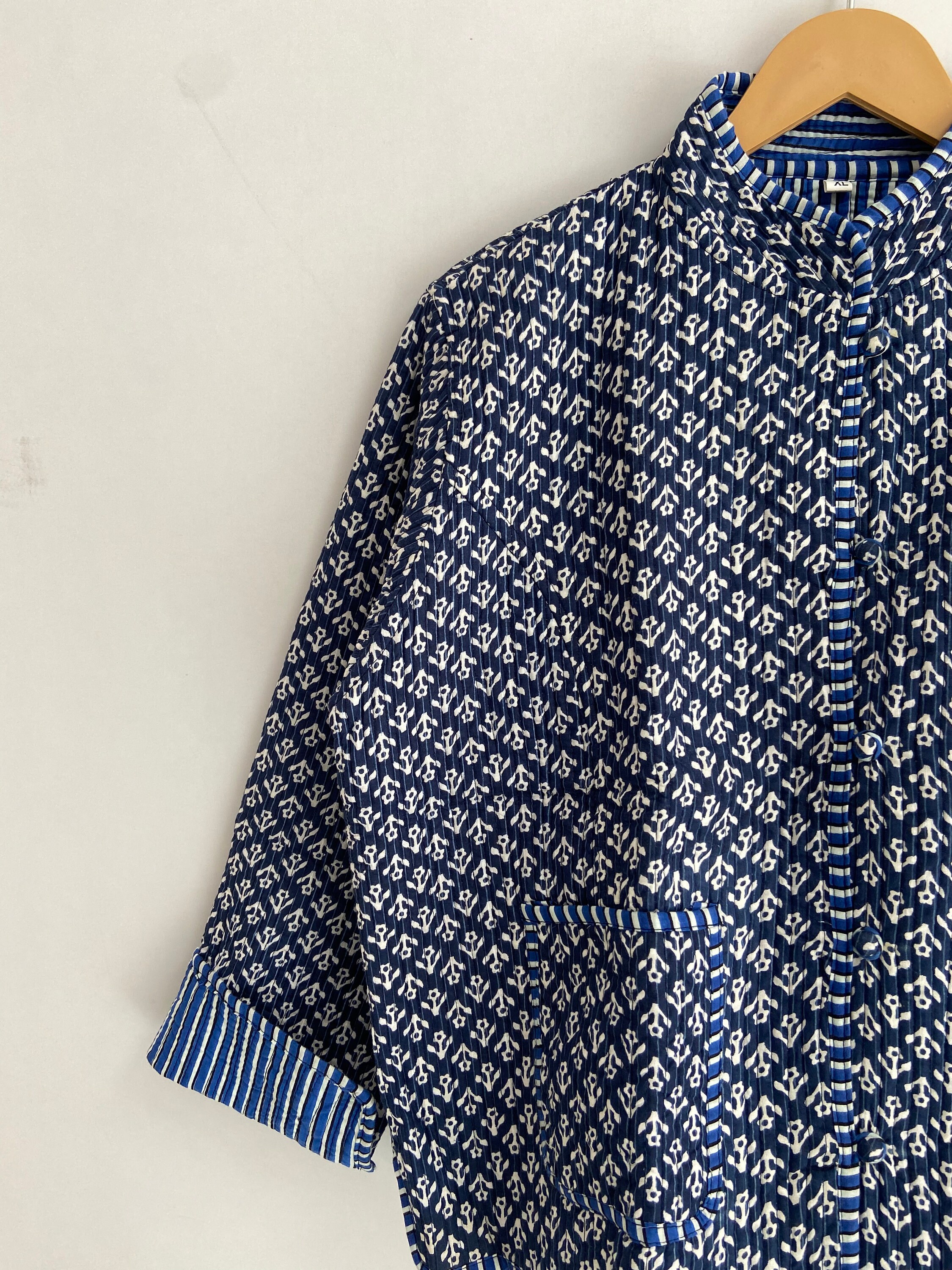 Reversible Jacket Blue Indigo Jacket Kantha Jacket Indian Handmade ...