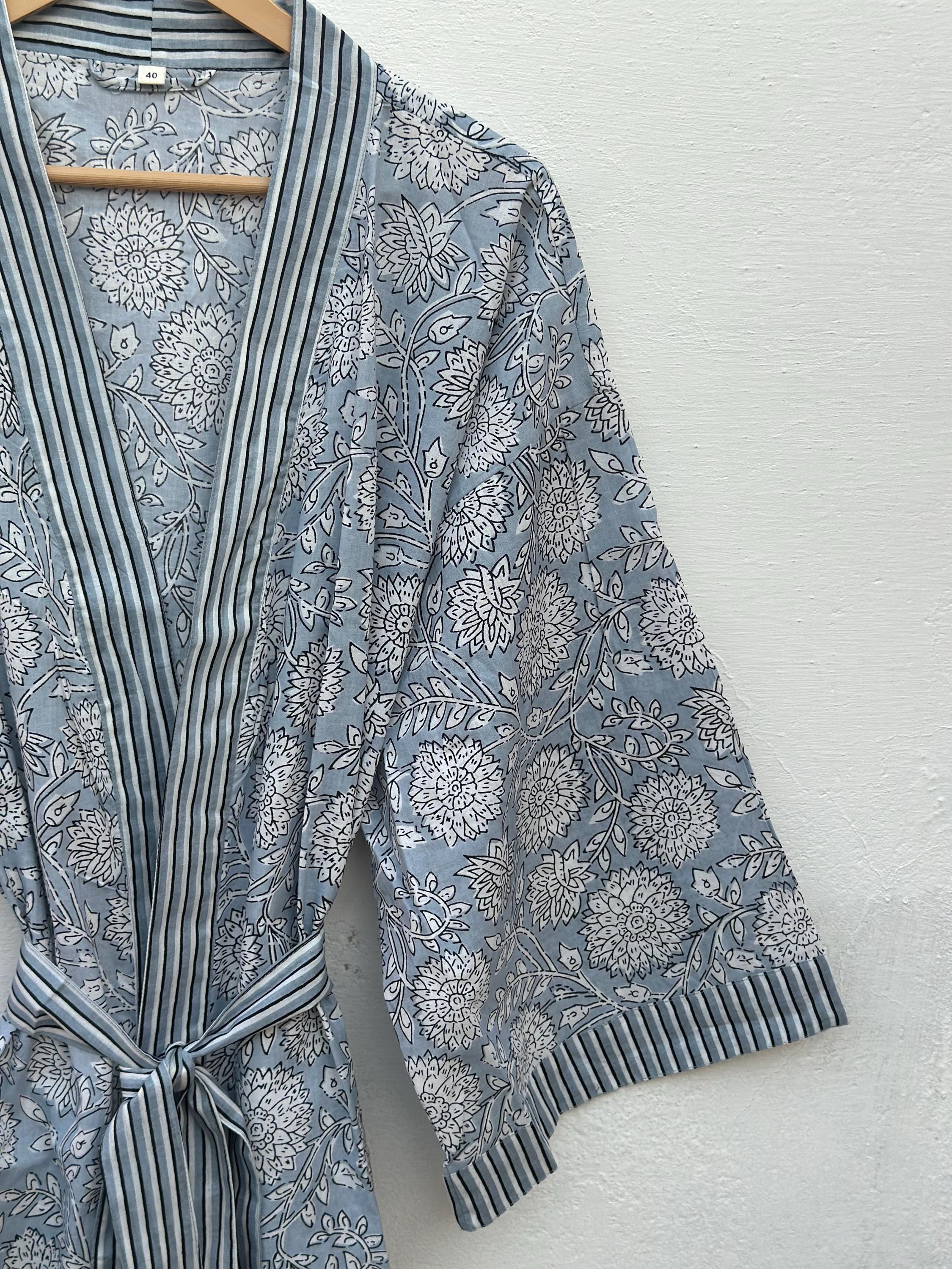 100% Cotton Kimono Robes, Pure Cotton Kimono, Block Print Cotton Kimono ...