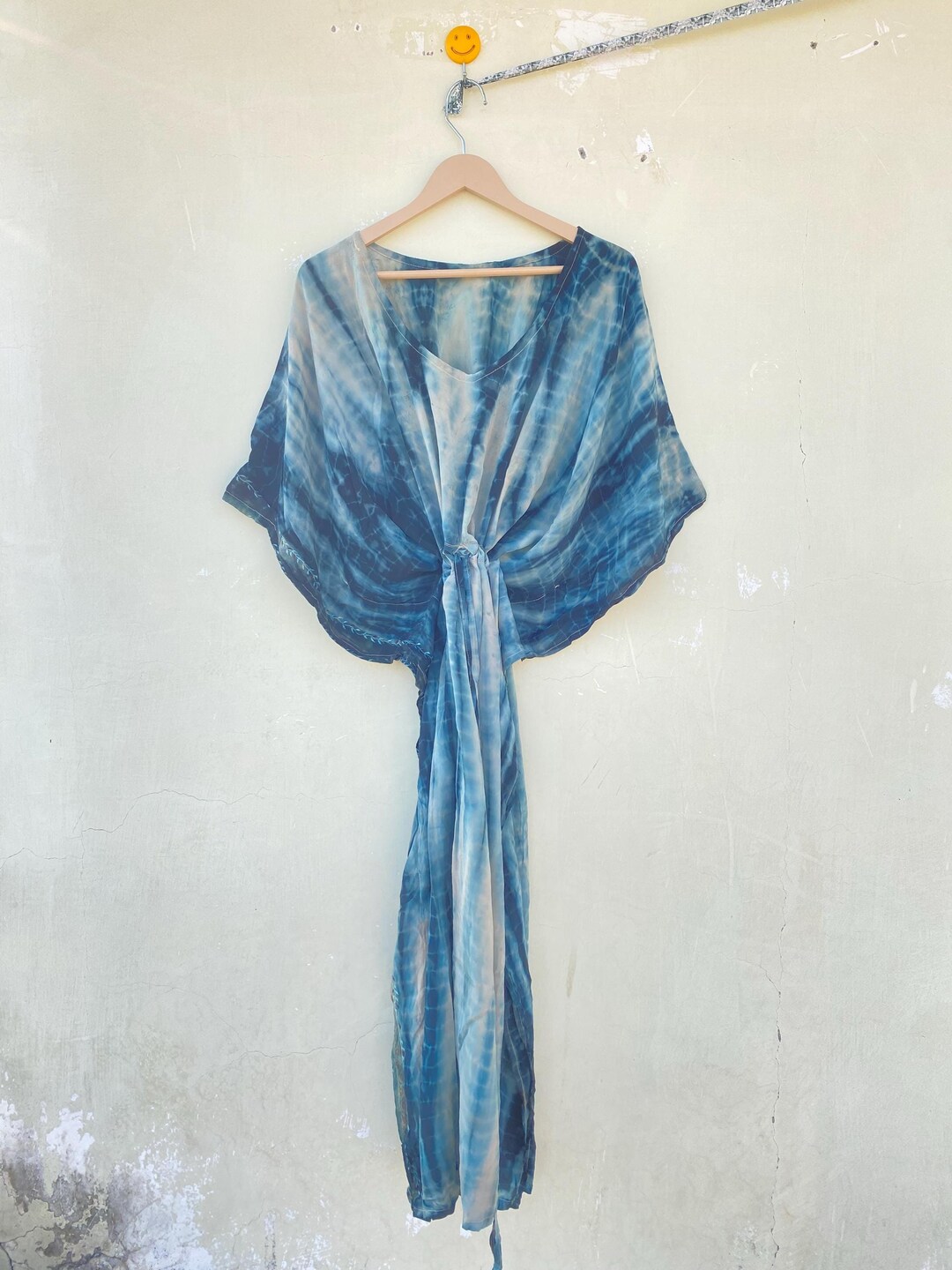 Crape Silk Kaftan Dress, Vintage Clothing, Hippie Loose Kaftan, Ladies ...