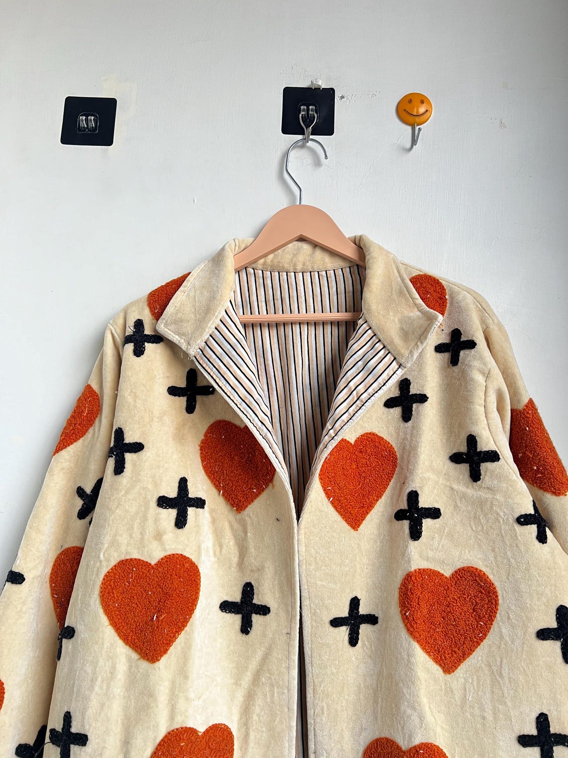 Handmade Velvet Heart & Cross Embroidery Velvet Jacket, Boho Style ...
