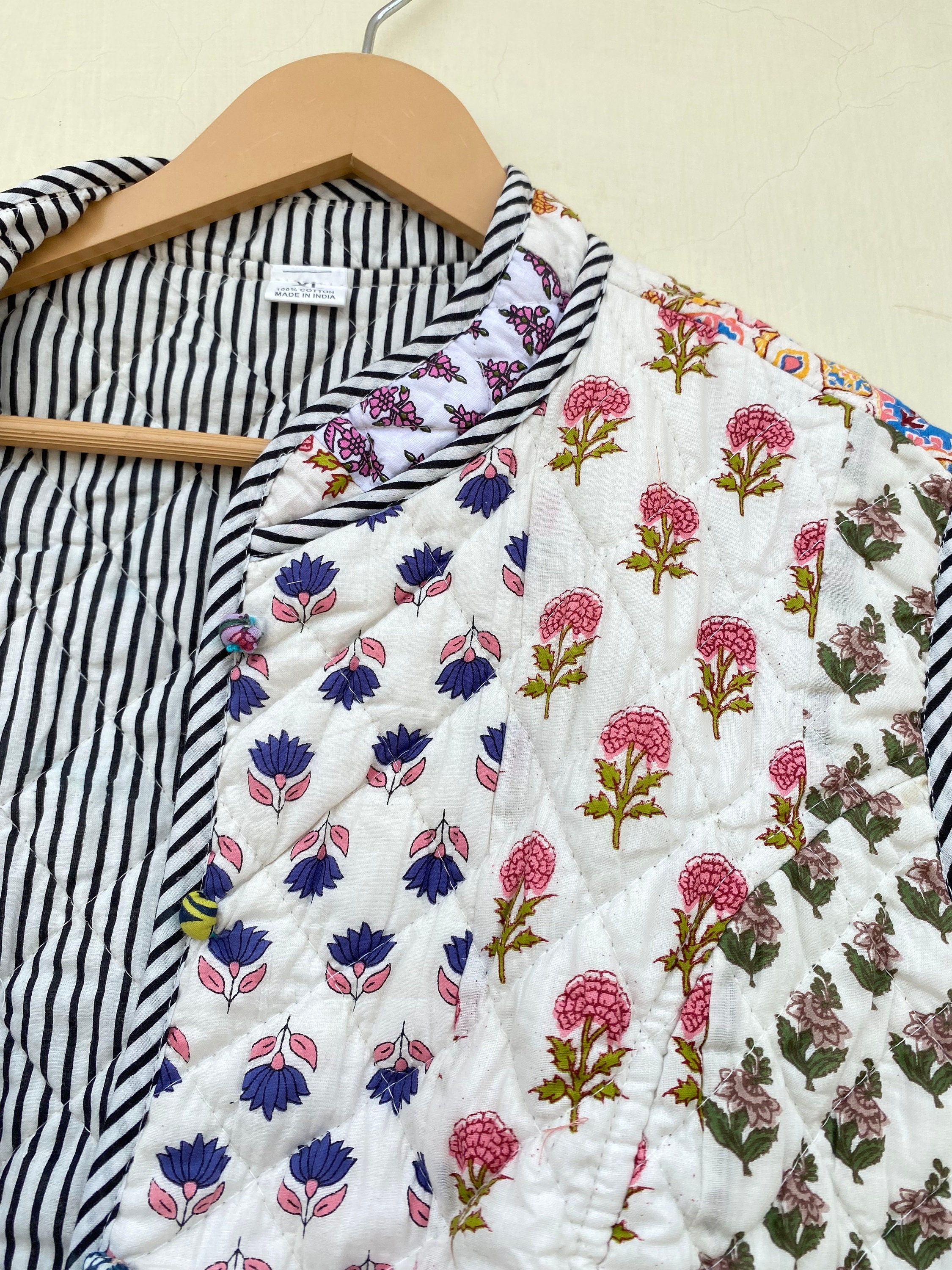 Cotton Vest Coat Burfi Quilted Cotton Sleeveless Jacket Handmade ...