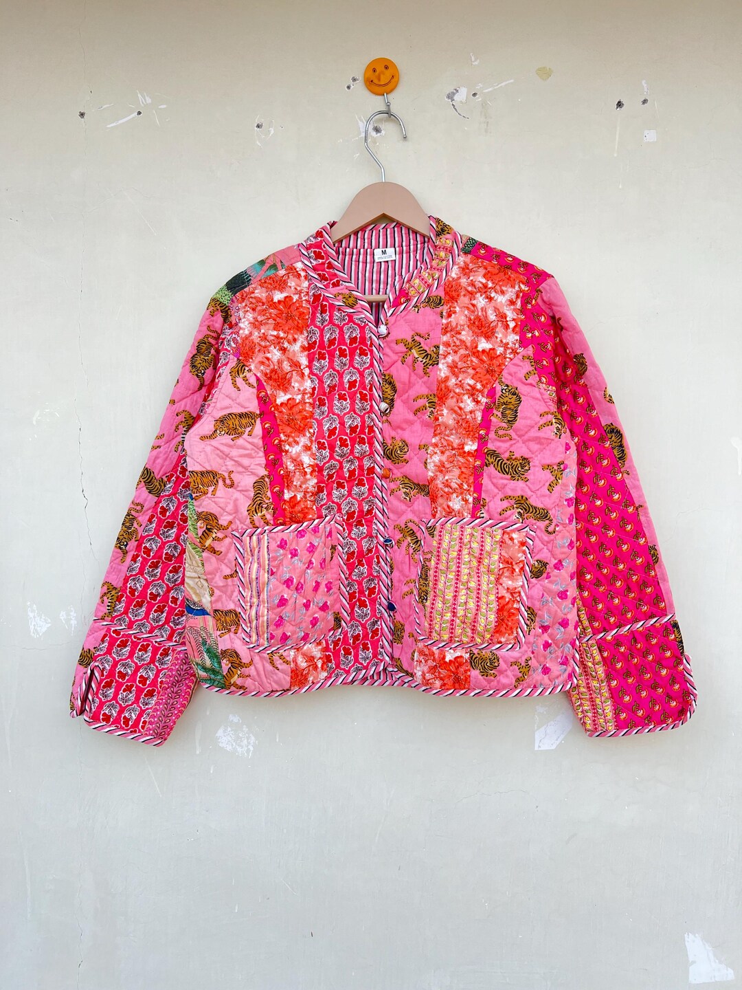 Patchwork Burfi Quilted Cotton Jacket, Cotton Vintage Coat, Reversible ...