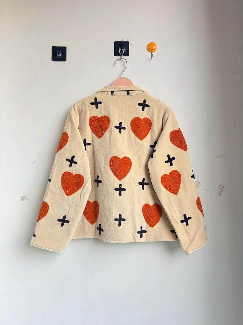Handmade Velvet Heart & Cross Embroidery Velvet Jacket, Boho Style ...
