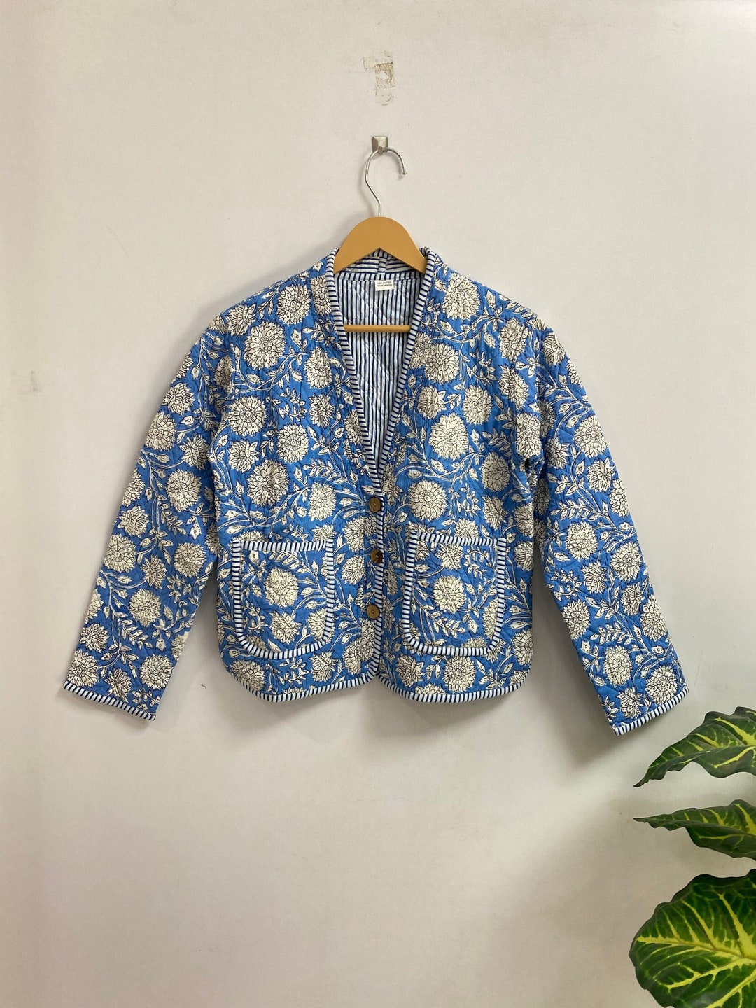Cotton Burfi Quilted Block Print Jacket Winter Wear Reversible Jacket ...