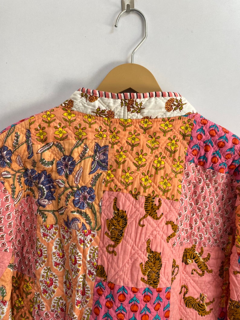 Handmade Patchwork Jacket Cotton Burfi Quilted Jacket Indian Reversible ...