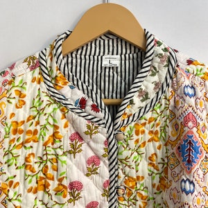 Patchwork Collar Jacket Cotton Burfi Quilted Boho Coat Unisex New Style ...
