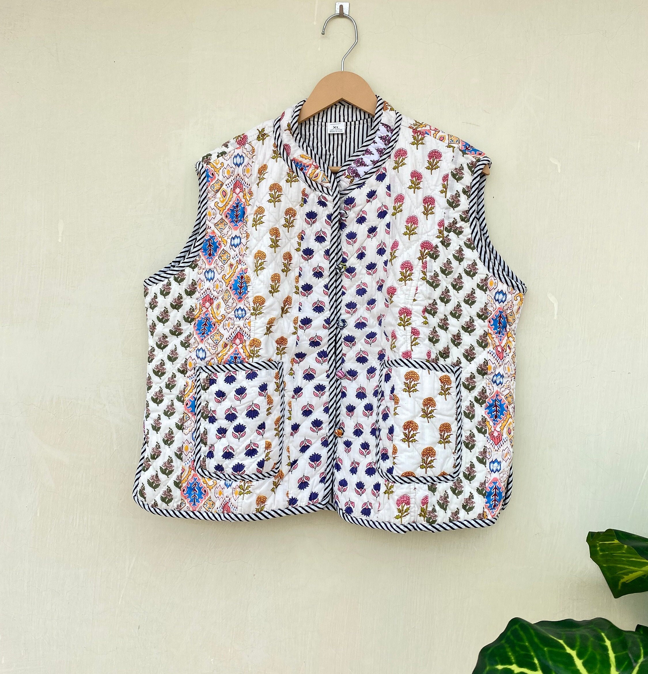 Cotton Vest Coat Burfi Quilted Cotton Sleeveless Jacket Handmade ...