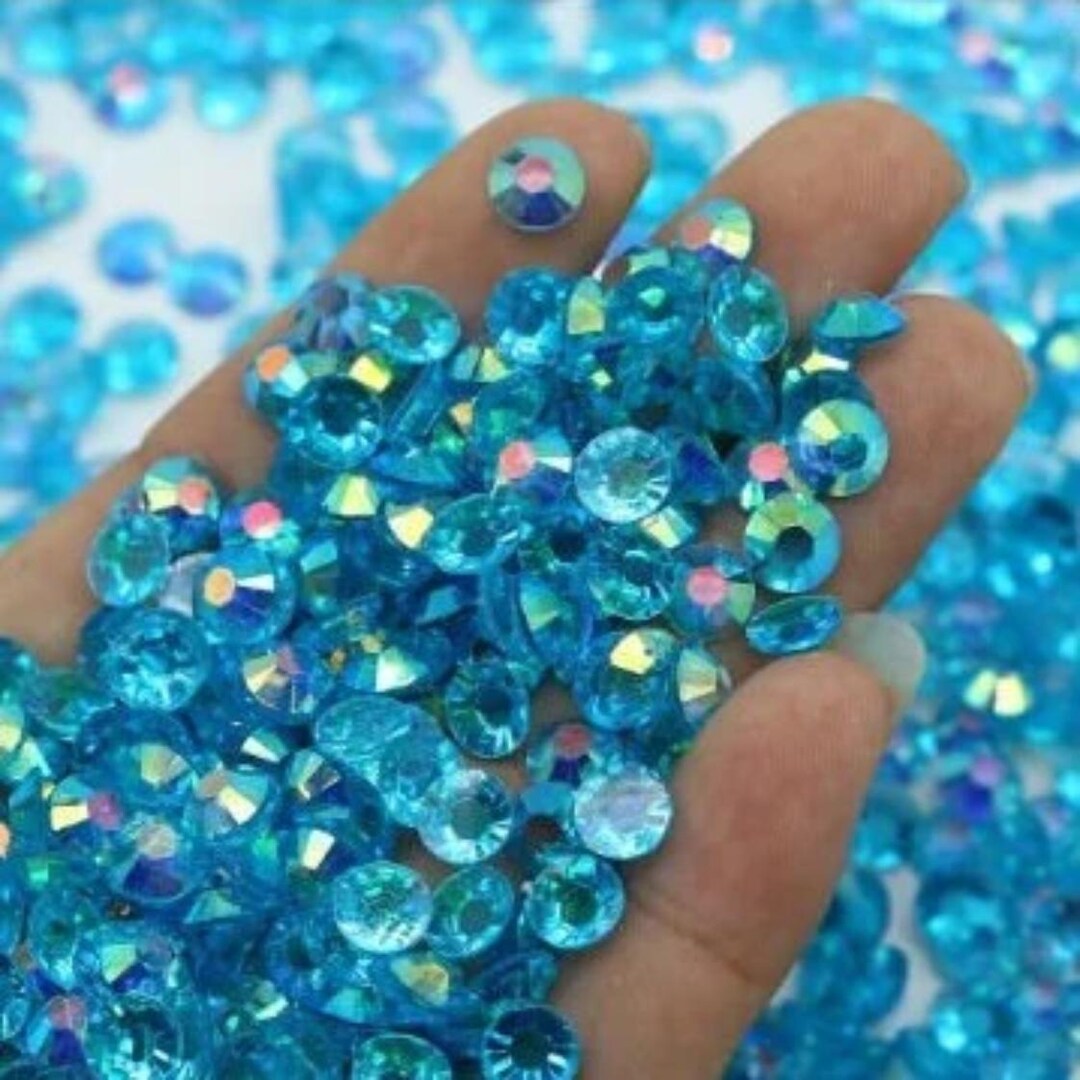 Capri Blue AB Rhinestones: Flatback Resin Gems, Non-hotfix - Etsy