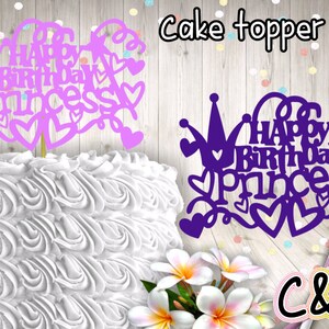 Princess Cake Topper SVG Cake Topper File Happy Birthday Cake Topper ...