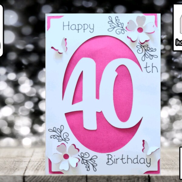 40th Birthday Pop Up Card Svg Etsy